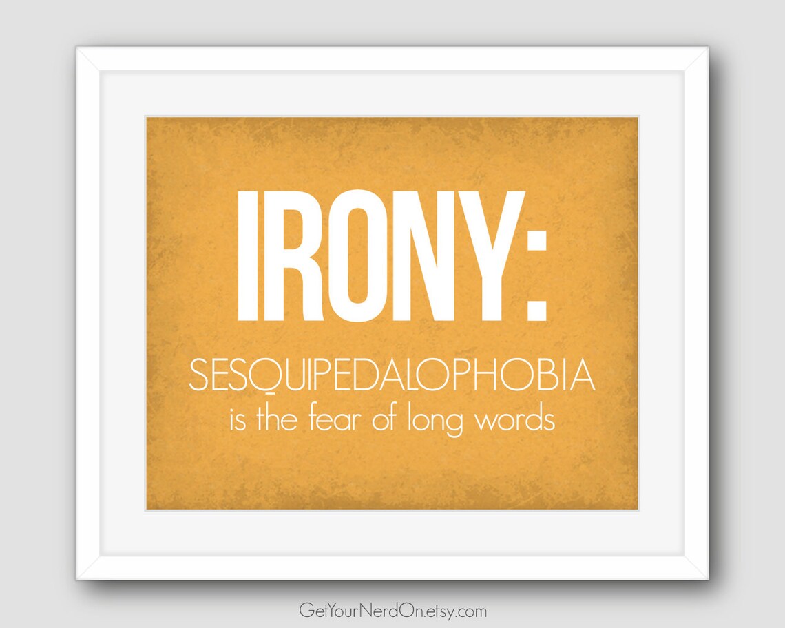 Funny Irony Poster Grammar Nerd Humor Gifts For Teachers | Etsy
