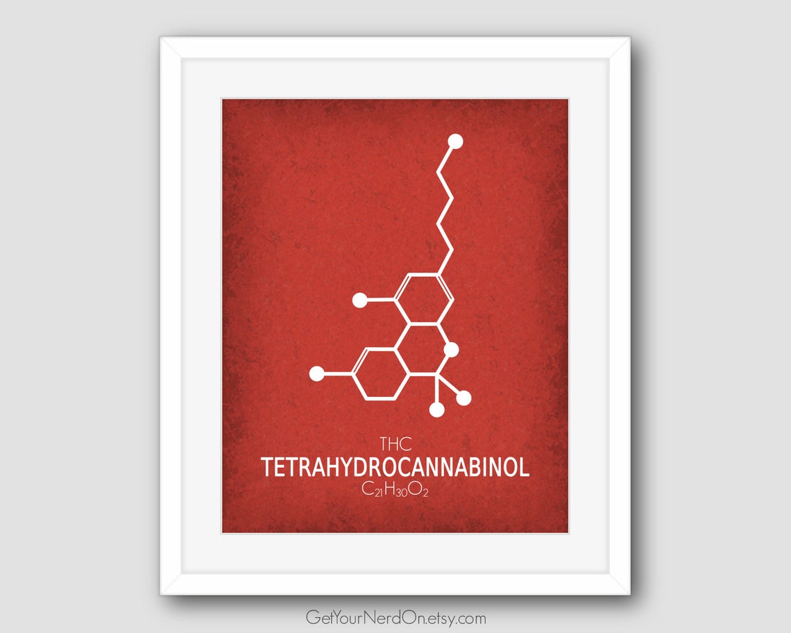 THC Molecule Cannabis Art Print Minimalist Wall Art Science - Etsy