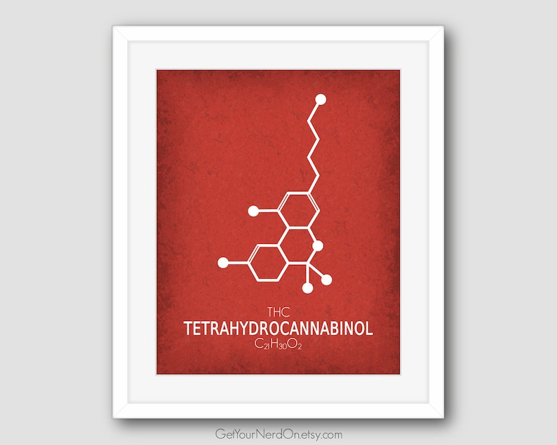 THC Molecule Cannabis Art Print Minimalist Wall Art Science - Etsy