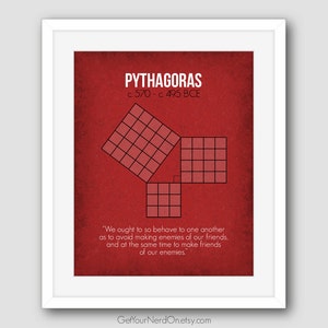 Pythagoras Poster, Unique Home Decor, Math Teacher Gifts, School Wall ...