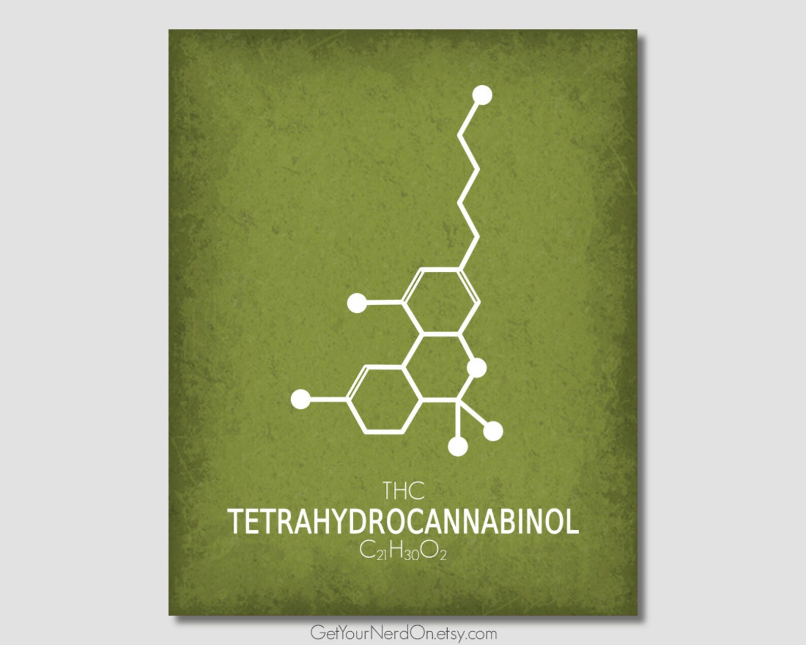 THC Molecule Cannabis Art Print Minimalist Wall Art Science | Etsy