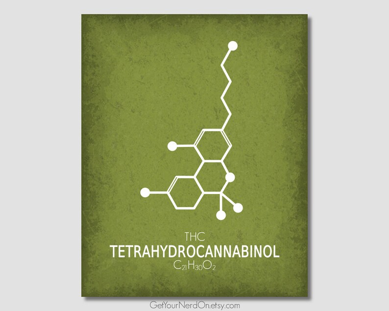 THC Molecule Cannabis Art Print Minimalist Wall Art Science - Etsy