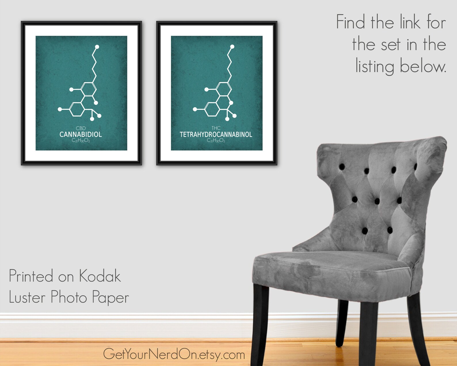 THC Molecule Cannabis Art Print Minimalist Wall Art Science | Etsy