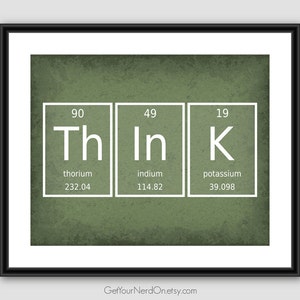 Think Poster, Classroom Decor, Periodic Table of Elements, Gifts for ...