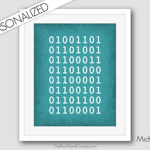 Custom Binary Code Name, Computer Geek Gifts, Personalized Computer Science Art - Etsy