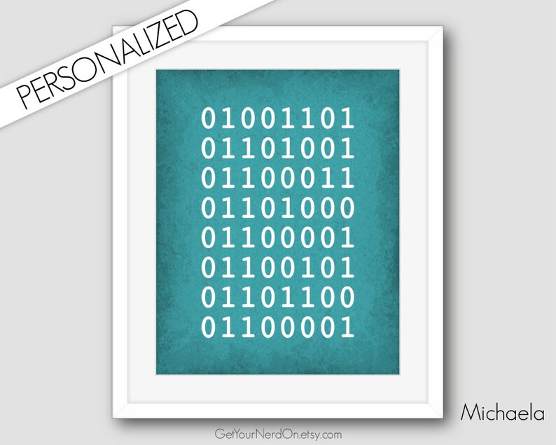 Custom Binary Code Name Computer Geek Gifts Personalized | Etsy