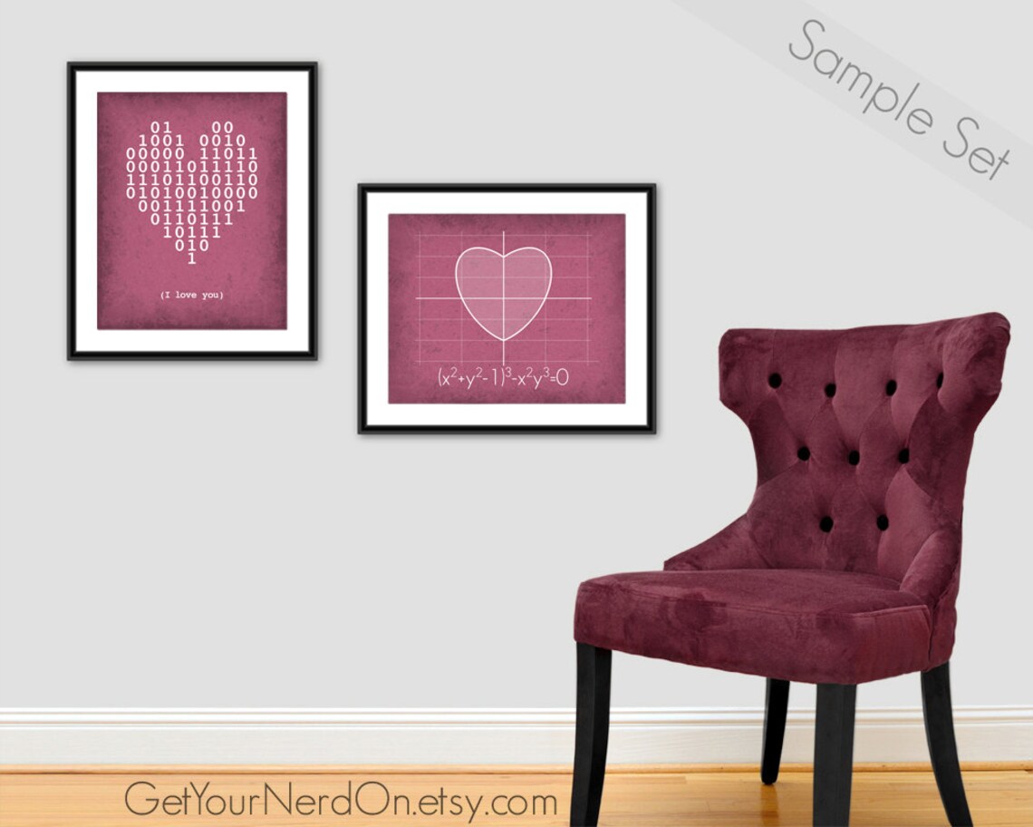Nerdy Heart Poster Math Nerd Art Print Heart Graph Equation | Etsy