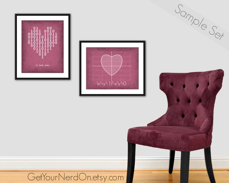 Nerdy Heart Poster Math Nerd Art Print Heart Graph Equation | Etsy