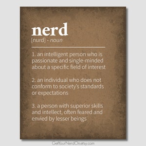 Nerd Definition Art, Funny Definition Gift, Nerdy Office Decor, Science ...