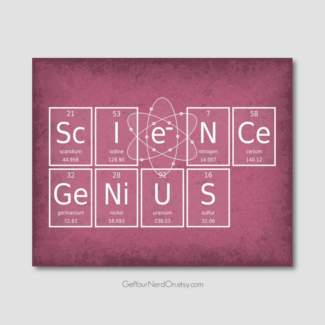 Science Genius Print, Periodic Table, Chemistry Teacher Gift, Chemist ...