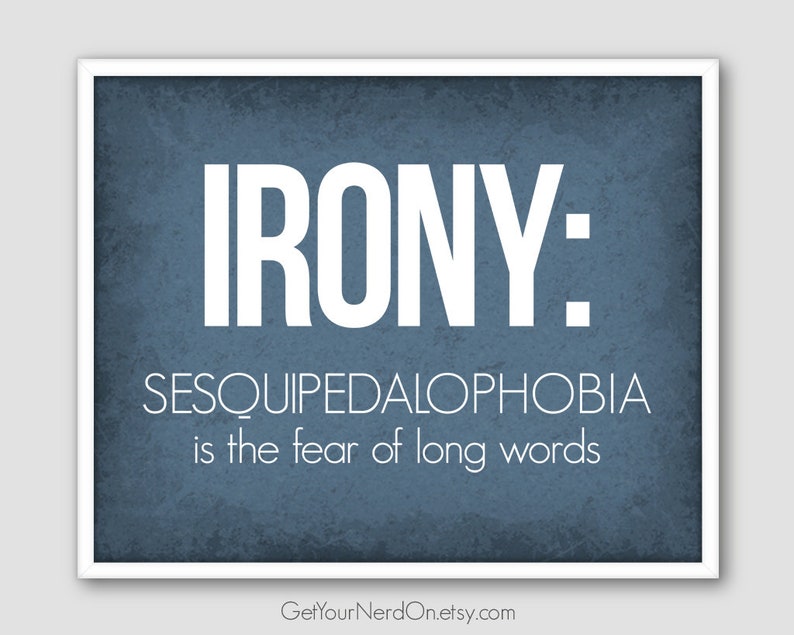 Funny Irony Poster Grammar Nerd Humor Gifts for Teachers - Etsy