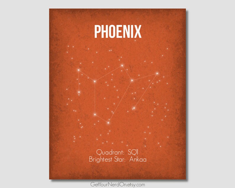 Phoenix Poster Constellation Print Outer Space Decor | Etsy