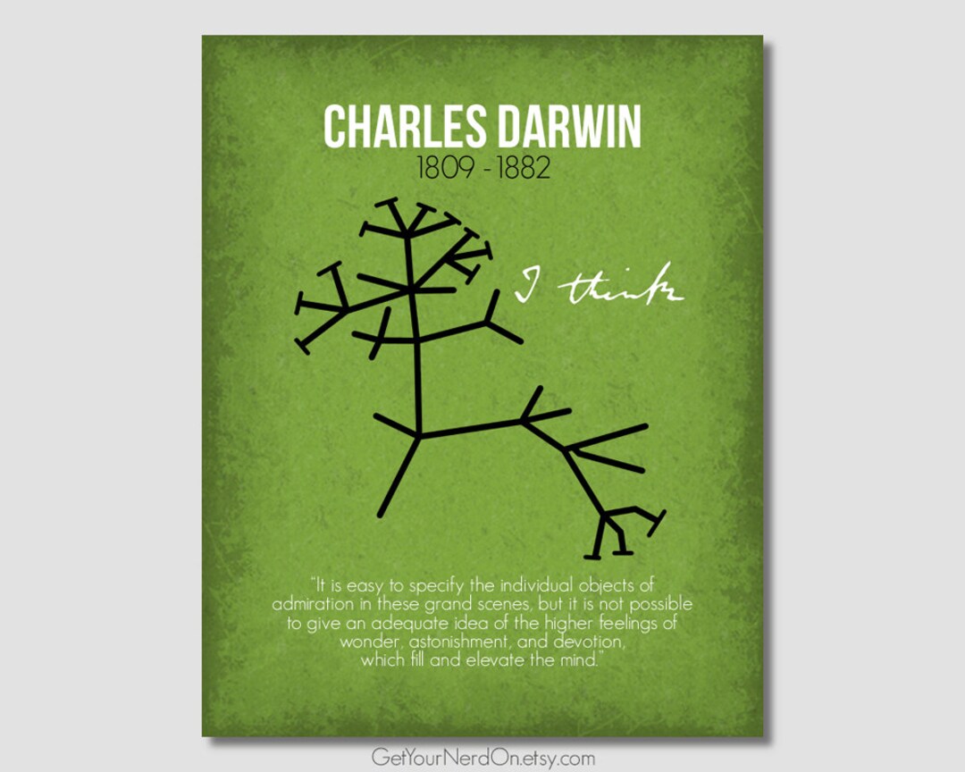 Charles Darwin Print, Famous Scientist, Science Classroom Decor, Unique ...