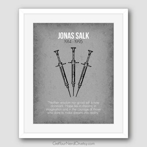 Jonas Salk Poster, Famous Scientist, Nerdy Art Poster, Science Geek ...