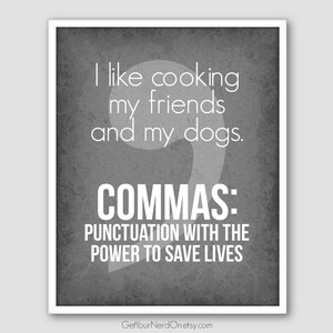 Funny Comma Poster, Punctuation Nerd Art, Unique Gifts for Teachers - Etsy