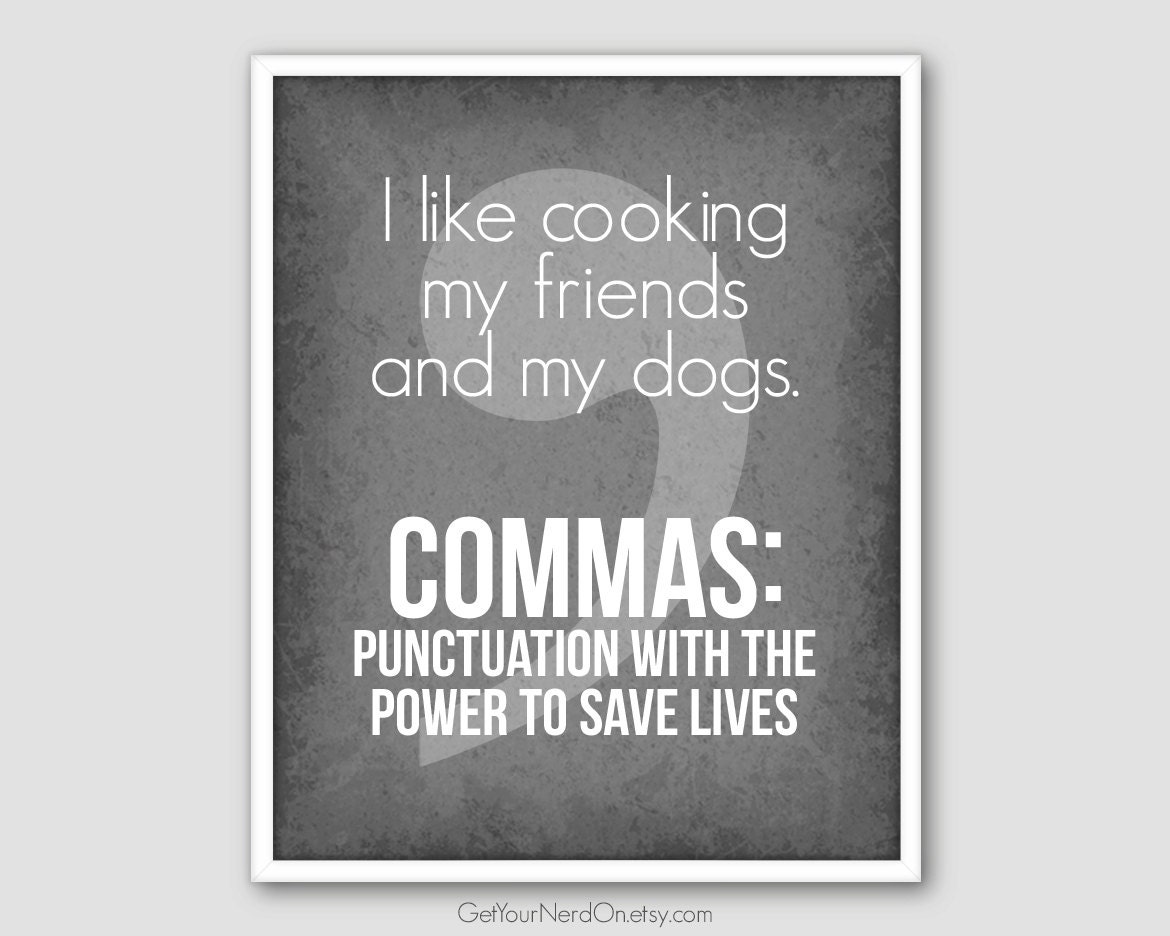 Funny Comma Poster Punctuation Nerd Art Unique Gifts for | Etsy