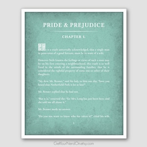 Pride and Prejudice First Page Print, Book Nerd Gift Idea, Classic ...