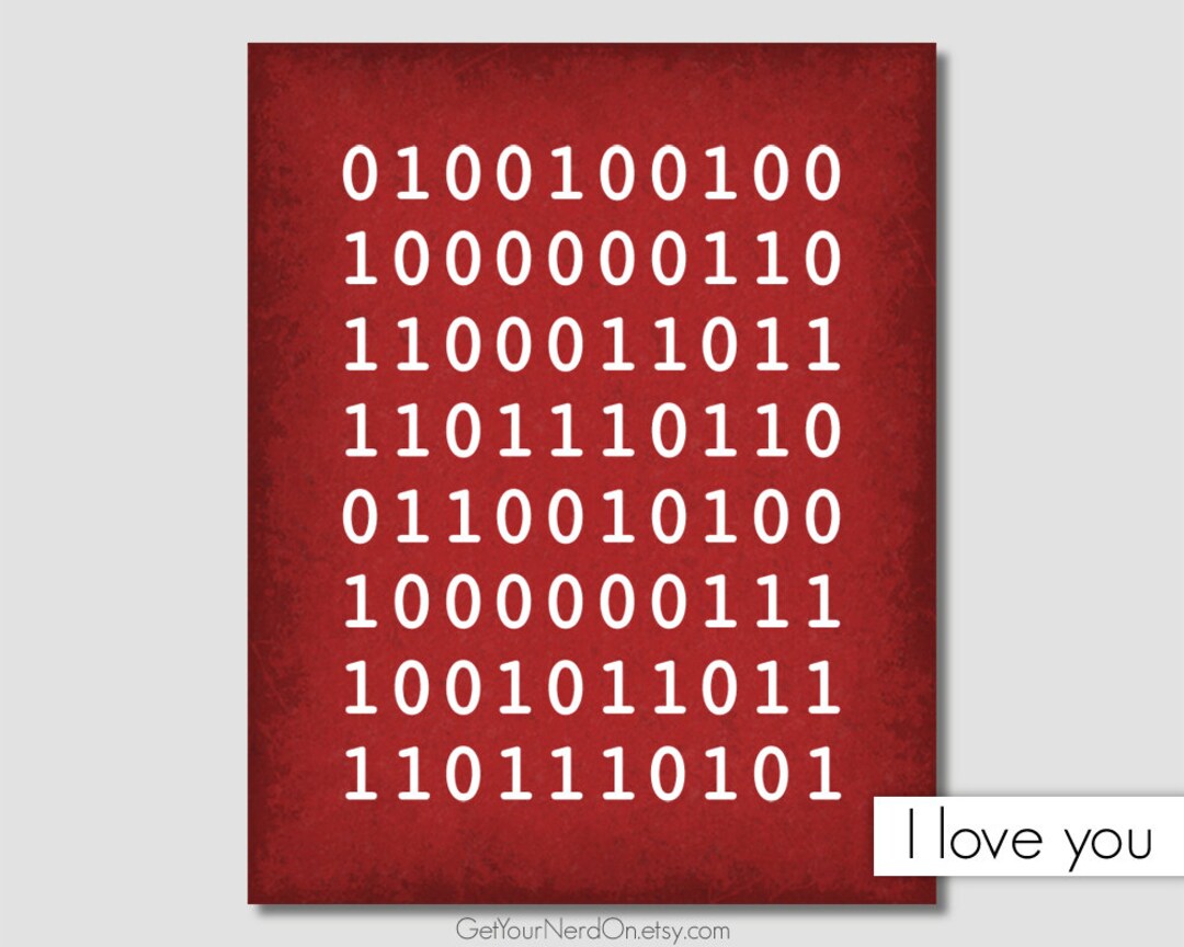 Nerdy I Love You Binary Code Wall Art Computer Science - Etsy
