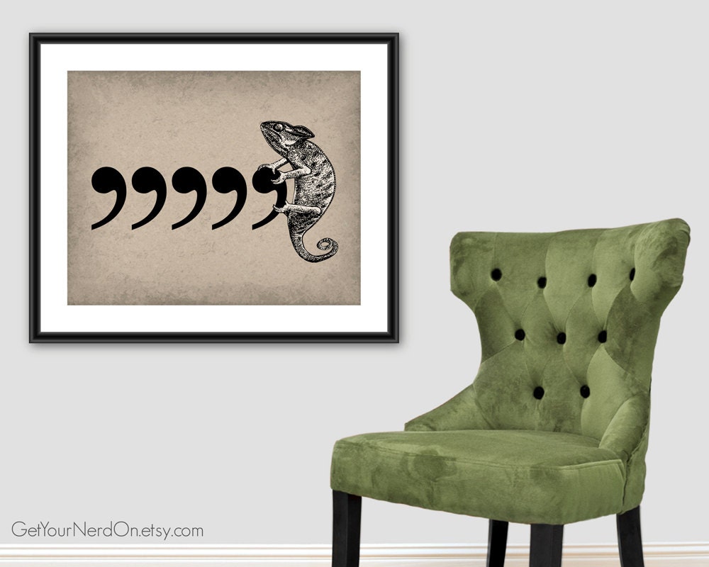 Comma Chameleon Punctuation Humor Funny Grammar Nerd Joke | Etsy