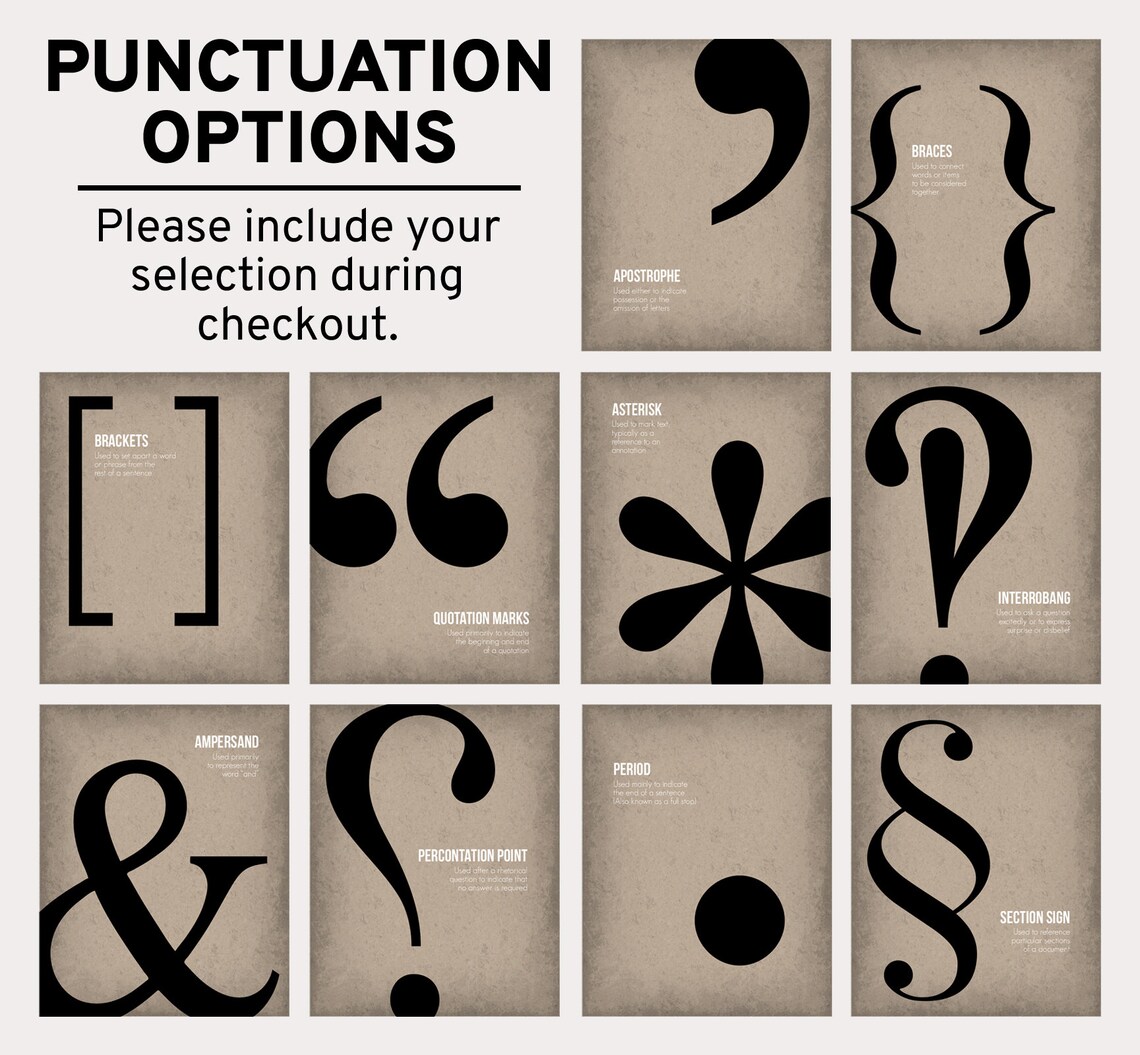 Punctuation Posters Set of 12 Prints Classroom Decor Nerdy | Etsy