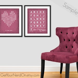 Binary ABC Poster, Nerdy Alphabet Print, Computer Programmer Gift ...