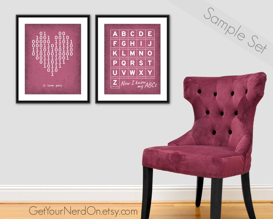 Binary ABC Poster Nerdy Alphabet Print Computer Programmer | Etsy