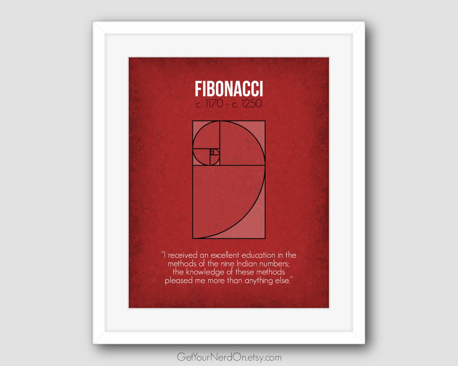 Fibonacci Spiral Art Science Art Print Famous Mathematician - Etsy
