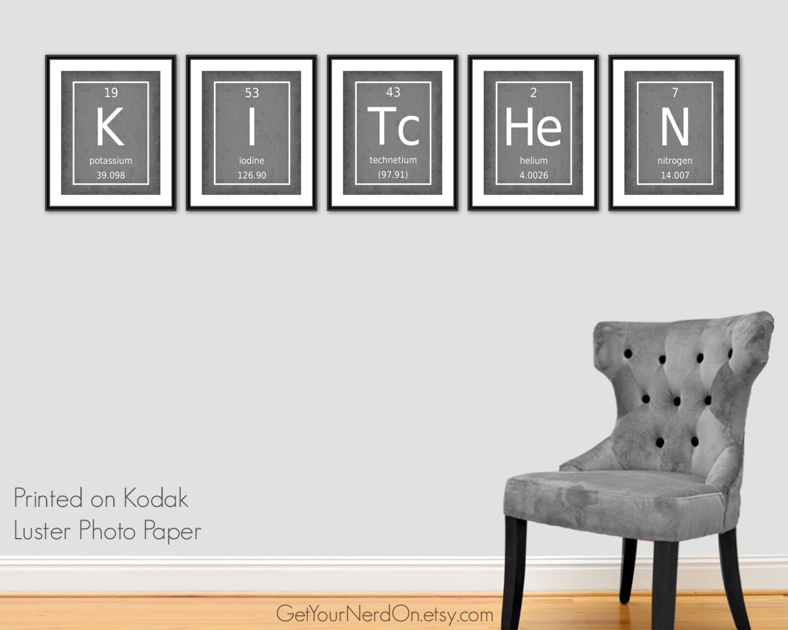 Unique Kitchen Decor Set of 5 Prints Periodic Table Science - Etsy