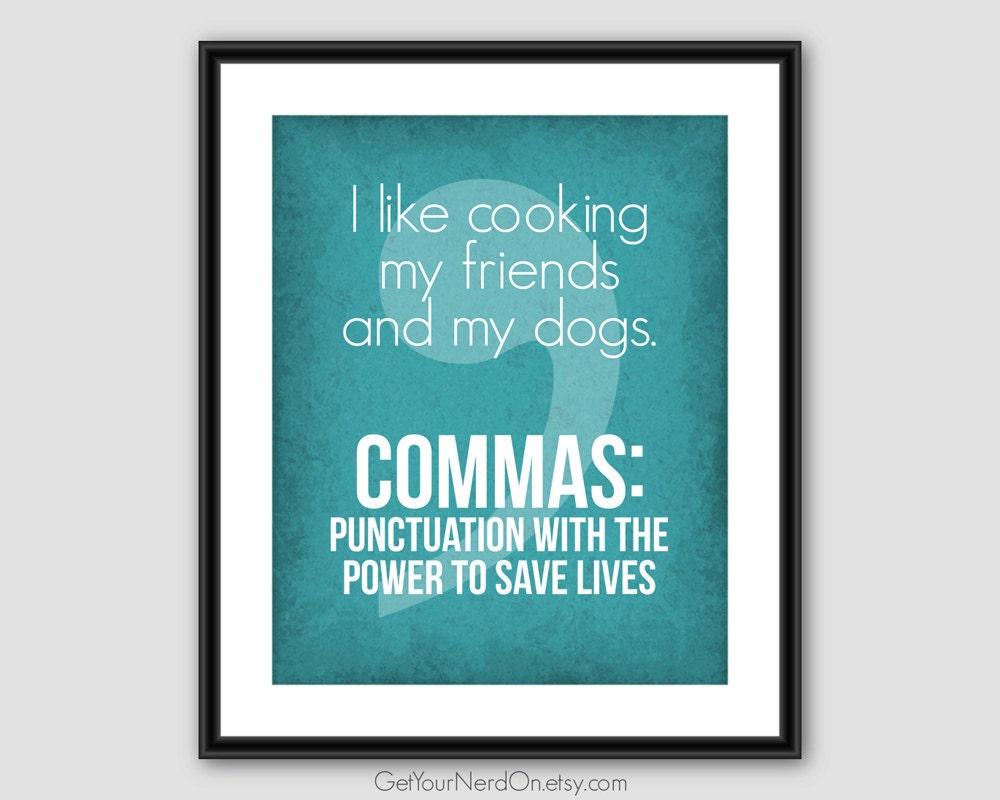 Funny Comma Poster Punctuation Nerd Art Unique Gifts for | Etsy