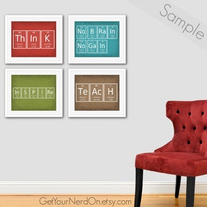 Think Poster, Classroom Decor, Periodic Table of Elements, Gifts for ...