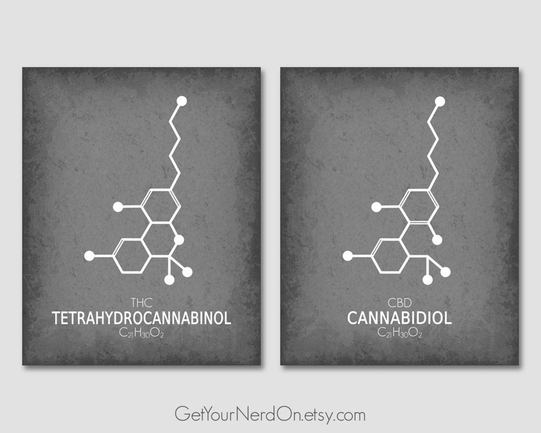 Set of 2 Prints CBD Molecule THC Molecule Nerdy Dispensary - Etsy