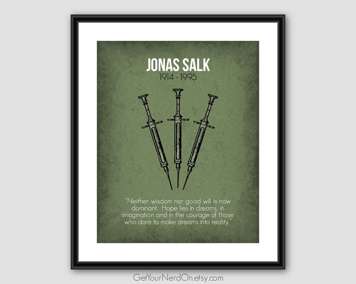 Jonas Salk Poster Famous Scientist Nerdy Art Poster Science | Etsy