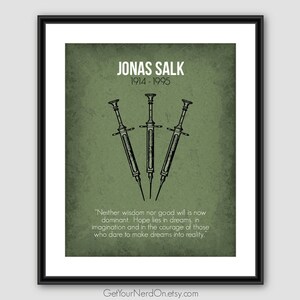 Jonas Salk Poster, Famous Scientist, Nerdy Art Poster, Science Geek ...