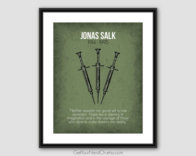 Jonas Salk Poster Famous Scientist Nerdy Art Poster Science - Etsy