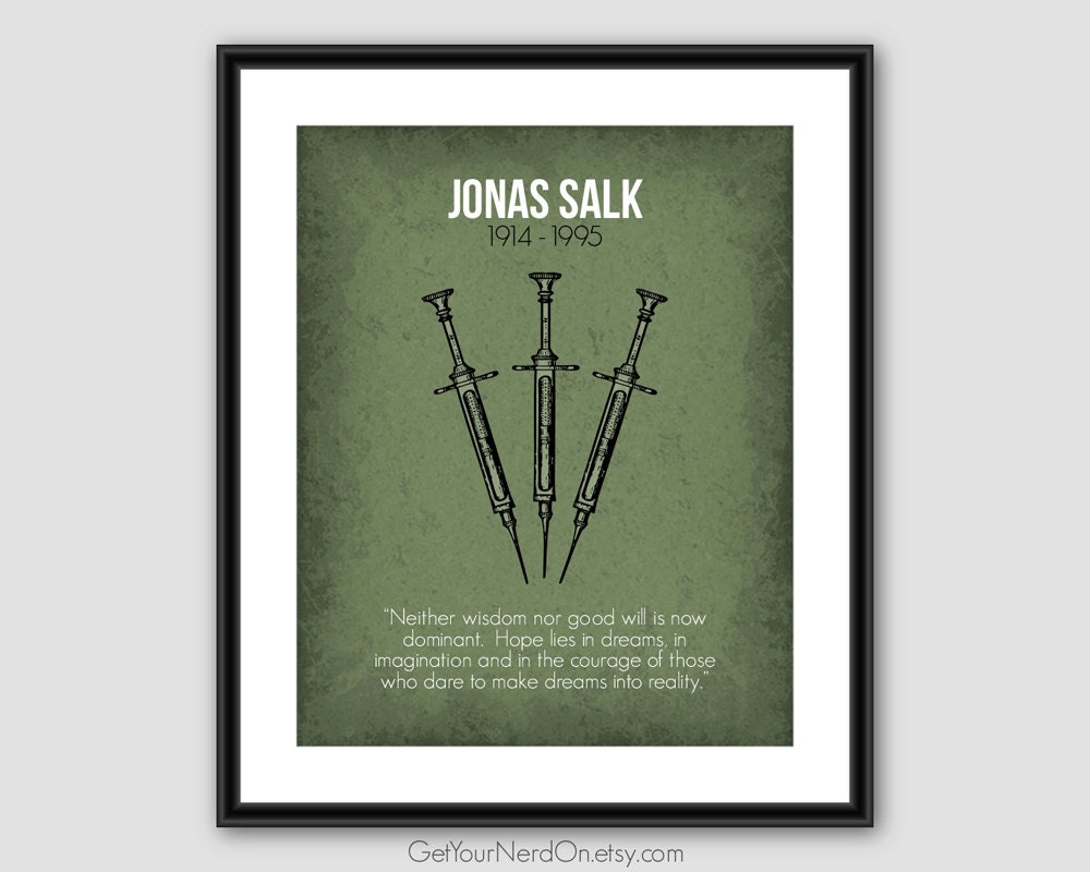 Jonas Salk Poster Famous Scientist Nerdy Art Poster Science | Etsy