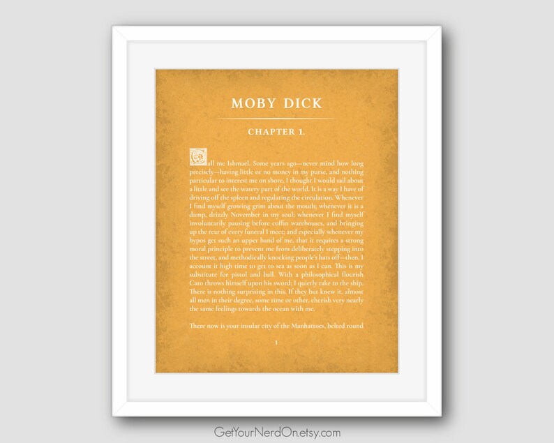 Moby Dick Poster First Page of Book Classic Literature Home - Etsy