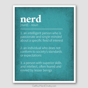 Nerd Definition Art, Funny Definition Gift, Nerdy Office Decor, Science ...