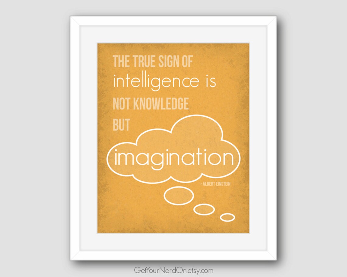 Inspirational Quote Imagination Poster the True Sign of - Etsy