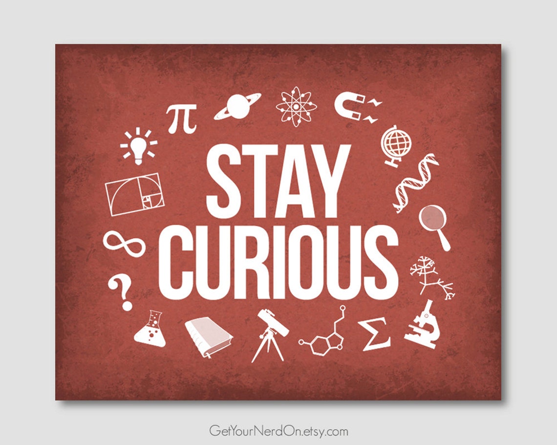 Stay Curious Poster Classroom Art Inspirational Print Nerdy | Etsy