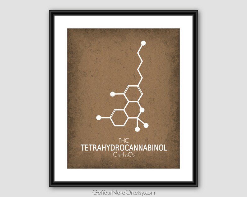 THC Molecule Cannabis Art Print Minimalist Wall Art Science - Etsy