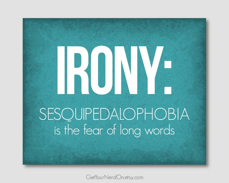 Funny Irony Poster Grammar Nerd Humor Gifts for Teachers - Etsy