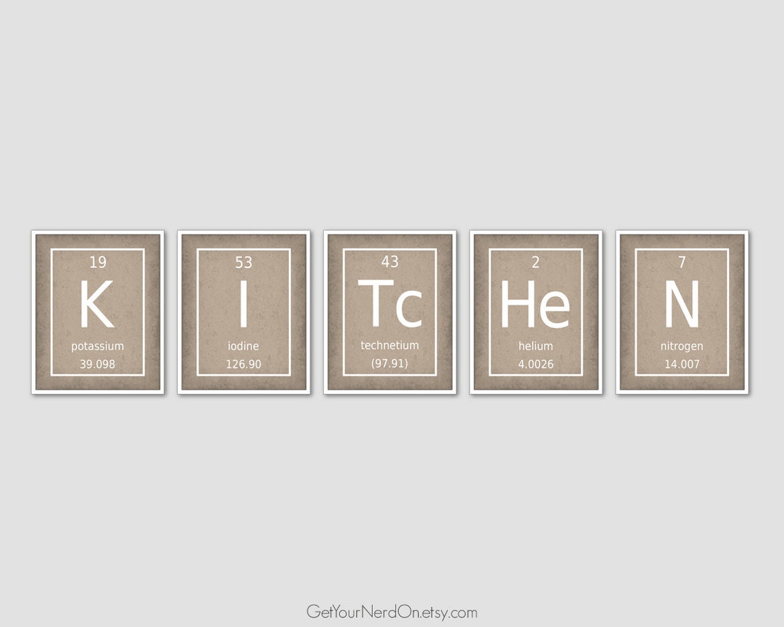 Unique Kitchen Decor Set of 5 Prints Periodic Table Science - Etsy