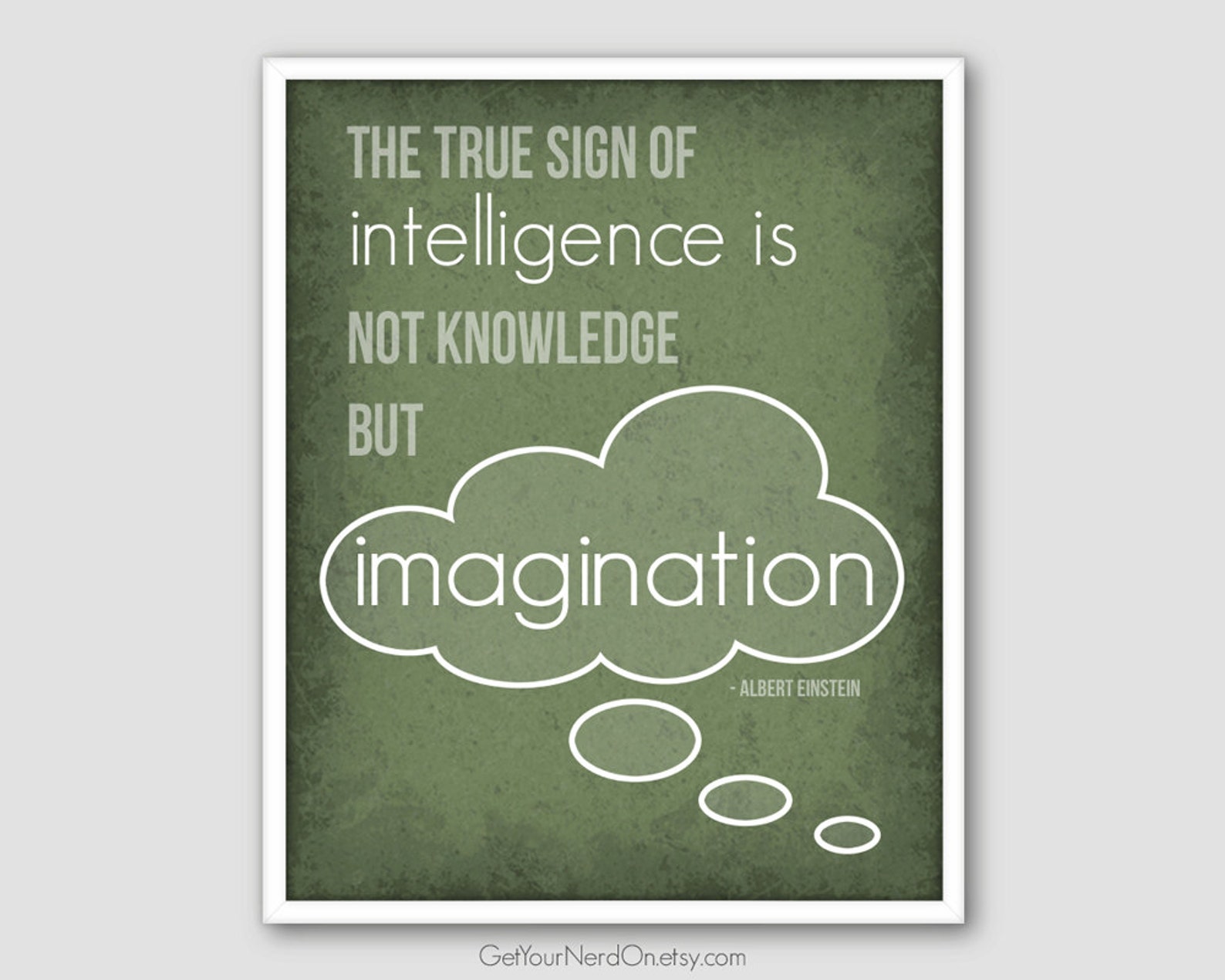 Inspirational Quote Imagination Poster the True Sign of - Etsy
