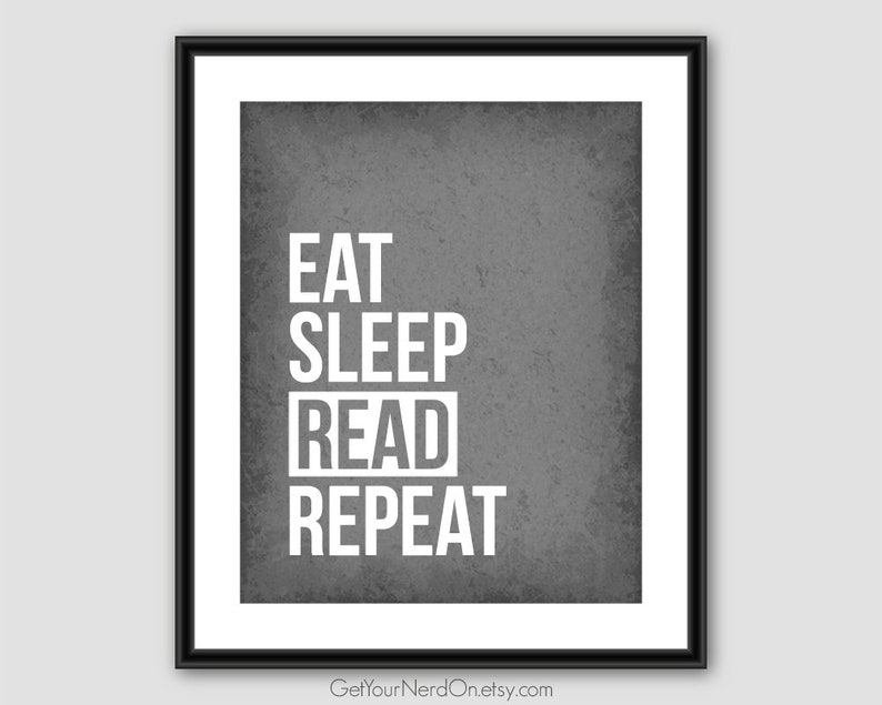 Eat Sleep Read Repeat Book Lover Wall Art Reading Poster | Etsy