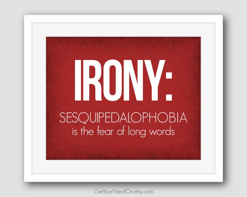 Funny Irony Poster Grammar Nerd Humor Gifts for Teachers - Etsy