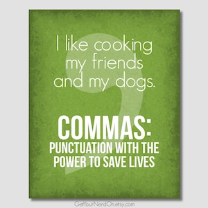 Funny Comma Poster, Punctuation Nerd Art, Unique Gifts for Teachers - Etsy