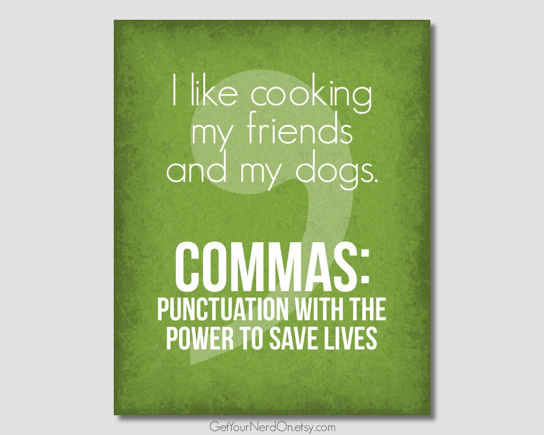 Funny Comma Poster Punctuation Nerd Art Unique Gifts for | Etsy
