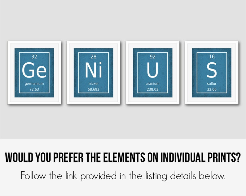 Genius Poster Nerdy Science Art Periodic Table of Elements - Etsy
