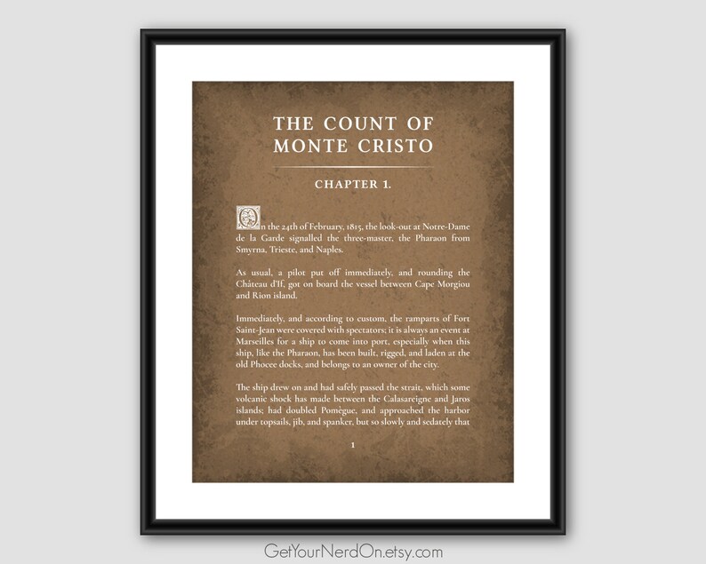 The Count of Monte Cristo Poster First Page of Book Home - Etsy