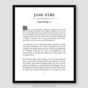 Jane Eyre First Page Print, Nerdy Home Decor, Book Lover Wall Art ...